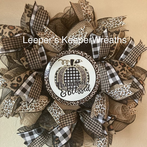 Round Fall Wreath Sign, Fall Wreath Sign, Leopard Print Fall Wreath ...