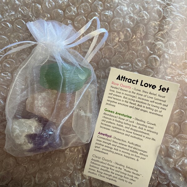 Attract Love Stone Set - Heart Chakra - Raw Crystal Love Set - Manifest ...
