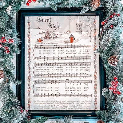 Silent Night Printable Vintage Christmas Hymn Carol Sheet Music Color ...
