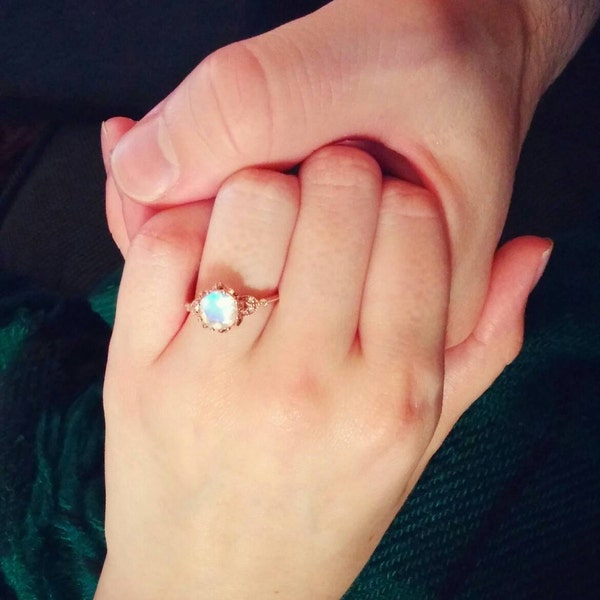 Evanthe Moonstone Engagement Ring, Vintage Floral Moonstone Ring ...