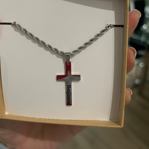 Personalized Cross Necklace for Boys • Custom Cross Necklace • Kids ...