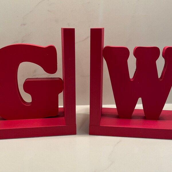 Navy Letter Bookends, Initial Bookends, Wooden Custom Bookends - Custom ...