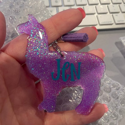 Customizable Show Goat 4H Glitter Keychain, Personalized Goat Keychain ...