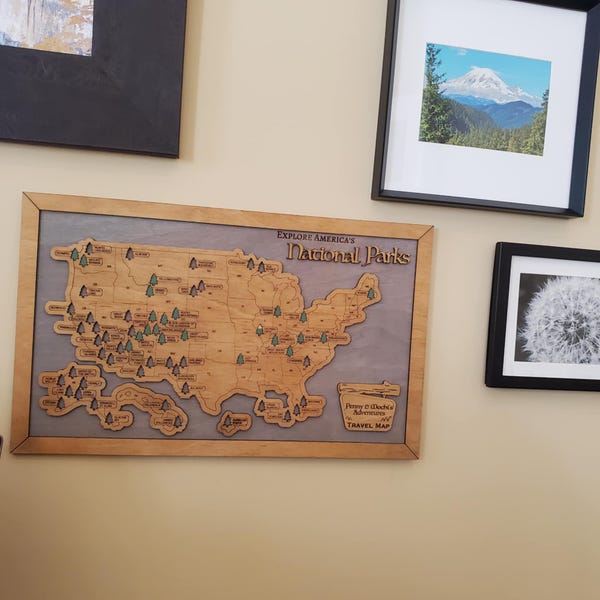 Custom USA National Parks Travel Map | Camper RV Gift | 5th Anniversary ...