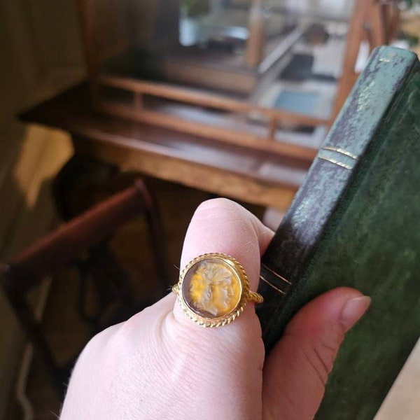 Aphrodite Greek God Ring, Signet Ring, 925 Silver Ring, Blue Glass ...