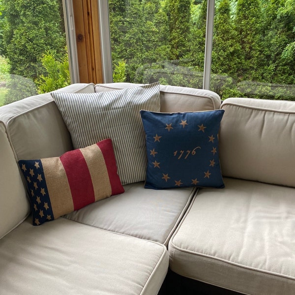 American Pillow Vintage American Flag Colonial Stars Document 100% ...