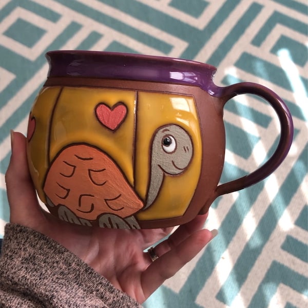 Handmade Ceramic Mug With Turtle, Pottery Mugs, Handmade Mugs, Unique ...
