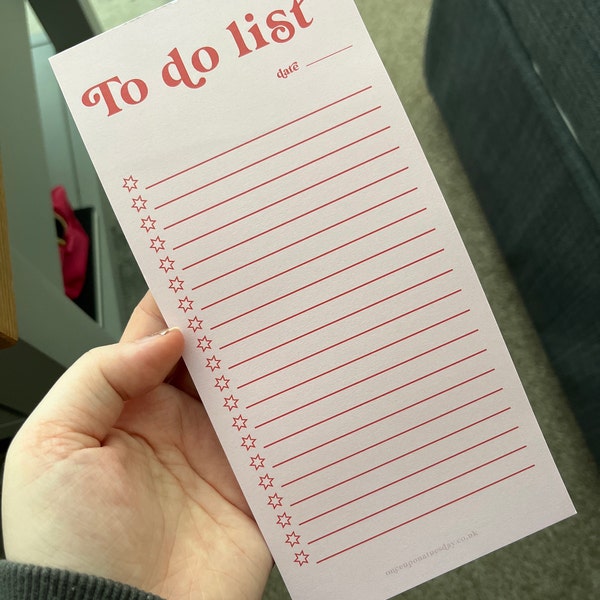 Slim To-do List & Notepad Pink and Red Bold Deskpad | Tear off Notepad ...