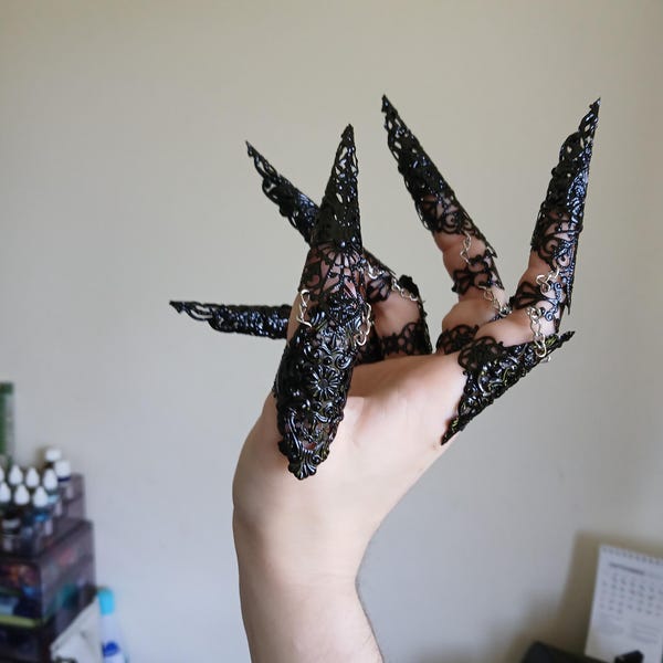 Full Hand Armor "maya" Claw Rings Gothic Nail Claws Halloween Ring Set ...