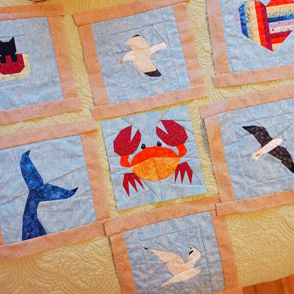 Crab Quilt Block Pattern, PDF Pattern Instant Download, Nautical Quilt ...