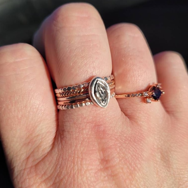 Silver Gold and Rose Gold Stackable Rings // Set of 3 Simple Sterling ...