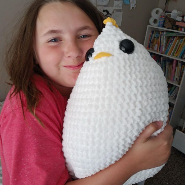 Farmhouse Crochet Giant Chubby Chicken Crochet Chicken Decor Chicken ...