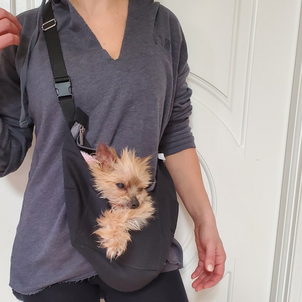 Luxury Small Pet Sling With Plush Faux Fur, Bunny Sling, Pet Travel ...