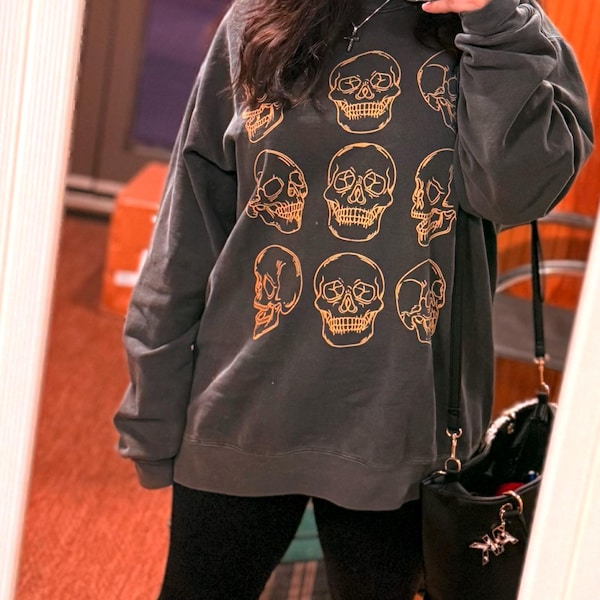 Skeleton Sweatshirt, Comfort Colors® Skull Sweatshirt, Halloween ...