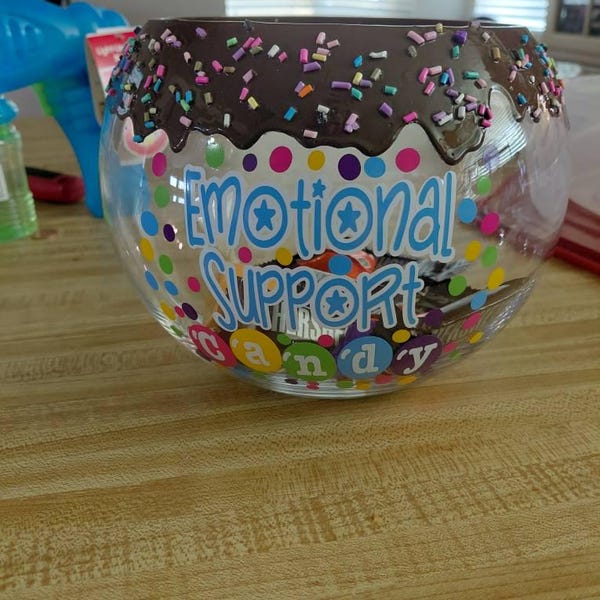Personalized Glass Chocolate Candy Bowl, Coworker Emotional Support ...