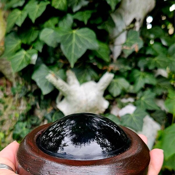 Crows Foot Extra Large Black Glass Scrying Orb on Cast Iron Crows Foot ...