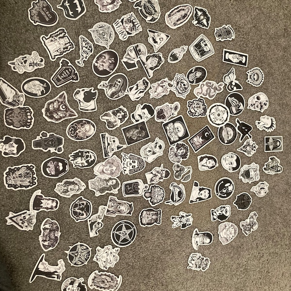 100 Cool Black and White Goth Laptop Stickers Dark Skull Tattoo Decals ...