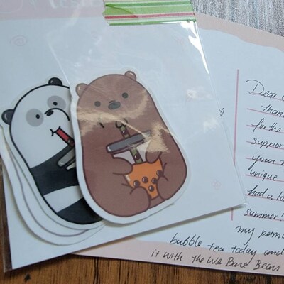 We Bare Bear Boba Drink Stickers Grizzly Boba Ice Bear - Etsy