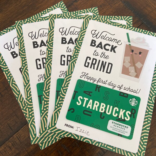 First Day of School Starbucks PRINTABLE Gift Card Holder for Teachers ...
