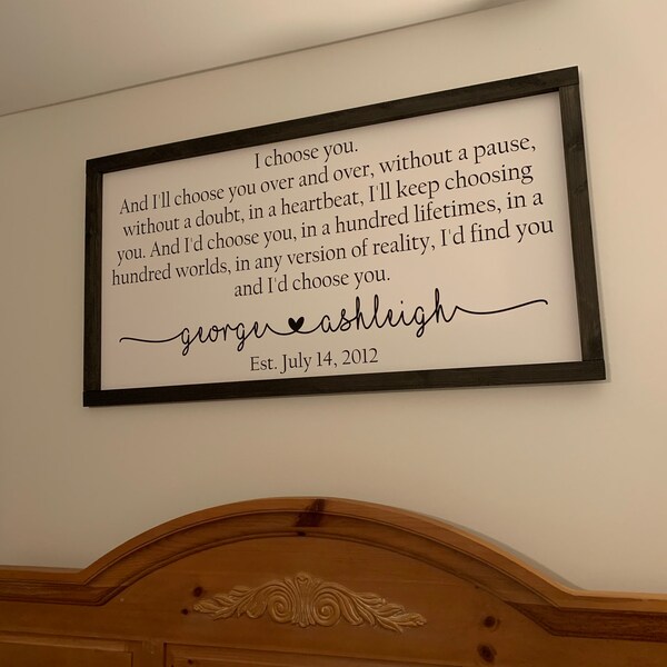 I Choose You Sign I'll Keep Choosing You Personalized Name Date Sign ...