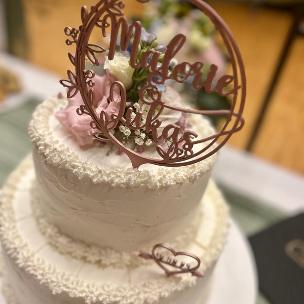 Silver Couples' Name Cake Toppers for Wedding - Wood Made Topper ...