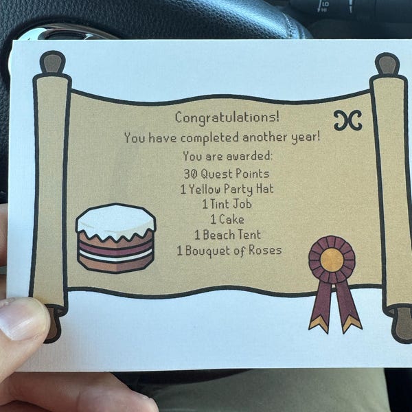 Runescape OSRS Birthday Greeting Card - Fully Customizable Text | Quest ...