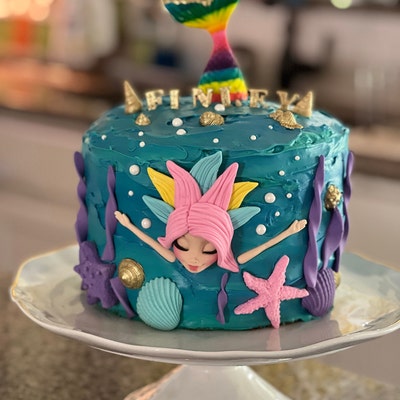 Fondant Mermaid Cake Set - Etsy