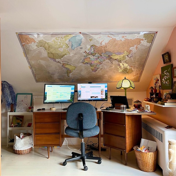 Classic World Map Large Poster Wooden Wall Hanging, Most Detailed up to ...