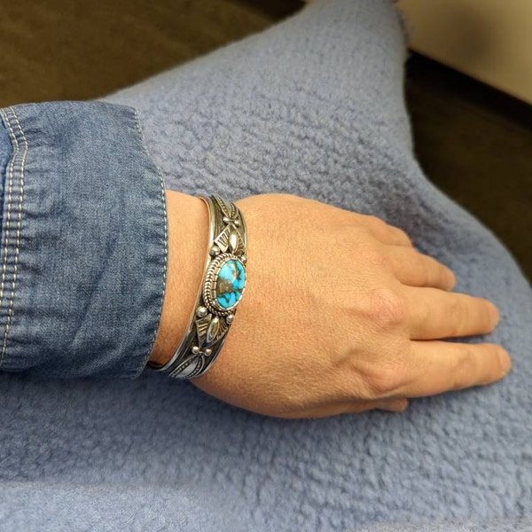 Navajo Artisan-tyler BROWN-3 Panel-lapis Cluster 2" Width Sterling Cuff ...