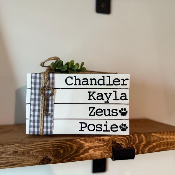 Personalized Stamped Books Farmhouse Books Custom Stacked Name Book ...