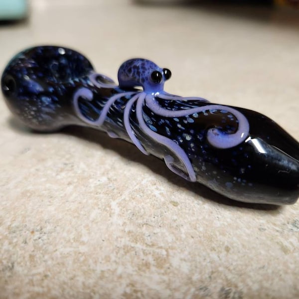 Glass Octopus Pipe - Purple & Black Hand Blown Smoking Pipe - Glass ...