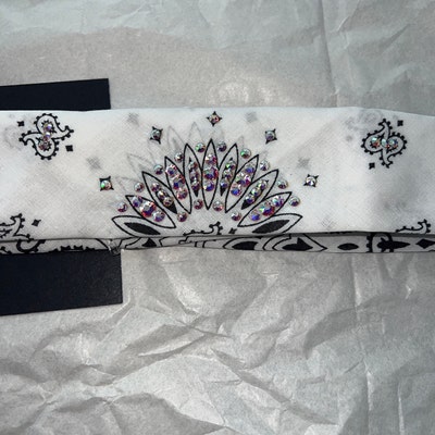 Light Pink Bandana With Black Diamond Austria Crystals - Etsy