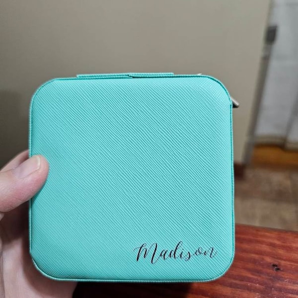 Custom Initial Jewelry Box, Engraved Vegan Leather Jewelry Storage ...