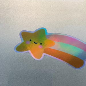 Holographic Shooting Star Sticker Kawaii Sticker Kawaii Star Cute Star ...