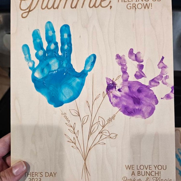 Flower Handprint Art Gift Mothers Day Gift Gigi Handprint Art DIY Hand ...
