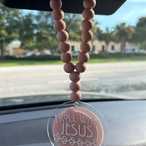 Christian Wood Bead Rearview Mirror Car Charm - Etsy