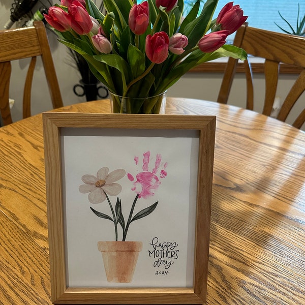 Flower Handprint Craft Art, Printable Mothers Day, for Mom or Grandma ...