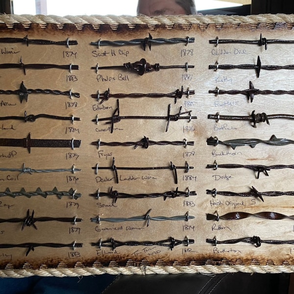 Large Antique Barbed Wire Display TEXAS 31 Cuts of Authentic Barbwire ...