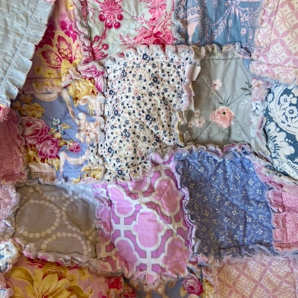 Pale Blushy Light Pink and Creamy White Cottage Roses Shabby Rag Baby ...