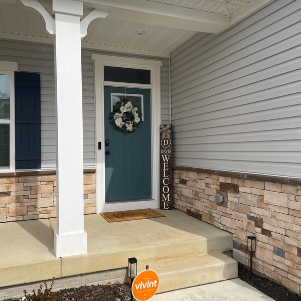 Monogram Welcome Sign for Front Porch, Personalized Last Name Sign ...