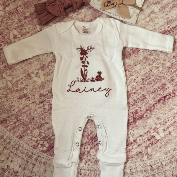 Personalized Baby Romper, Embroidery Baby Girl Coming Home Outfit ...