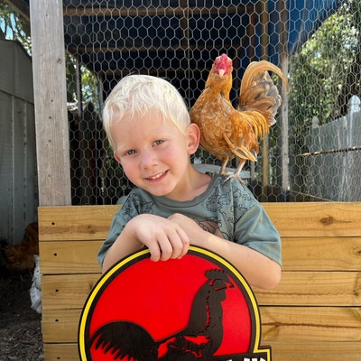 Chicken Coop Sign Jurassic Bawk T-rex Dinosaur Outdoor Wood Chicken ...