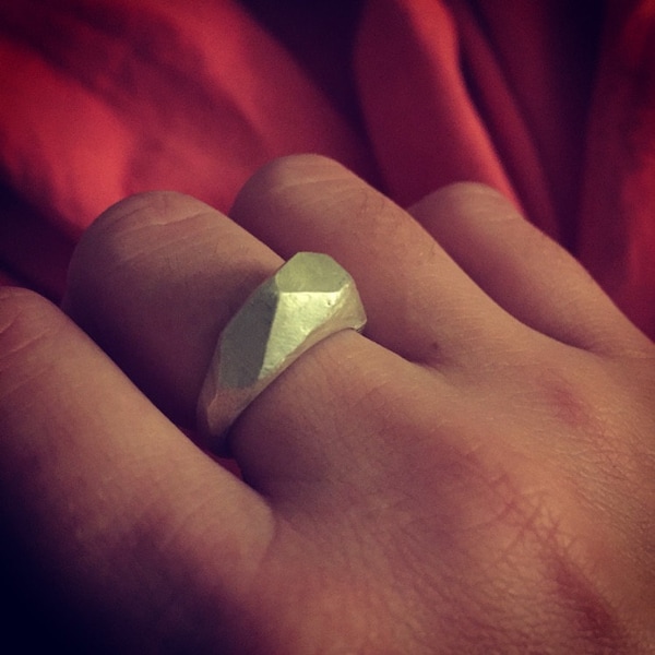 Faceted Silver Ring, Rustic Finish, Holiday Gift, Can Be an Engagement ...