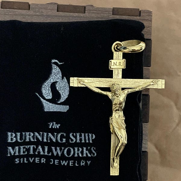 Handmade Jesus Cross Gold Necklace, Personalized Gold Crucifix Pendant ...