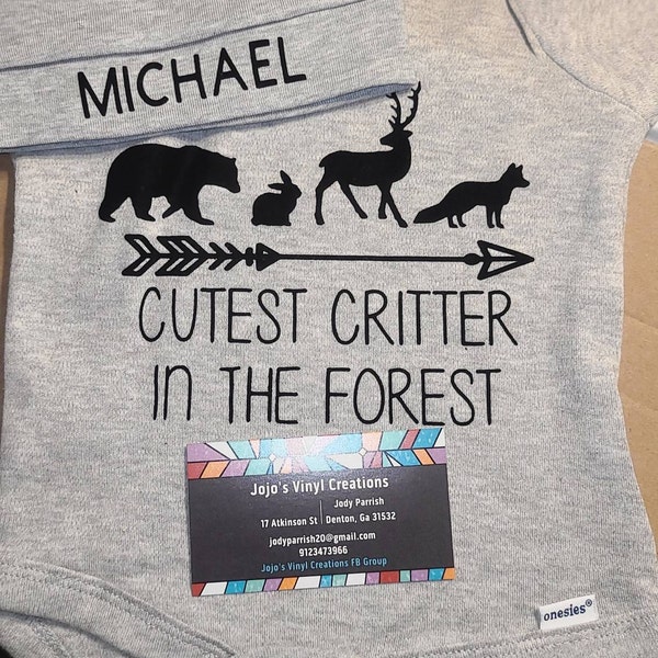 Cutest Critter in the Forest Onsie, Baby Onsie Svg, Woodland Baby Onsie ...