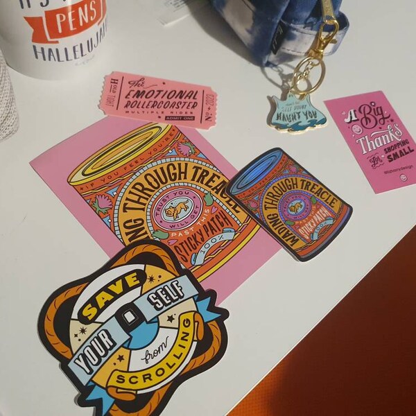 Holographic Wading Through Treacle Tin Sticker - Mental Health Themed ...