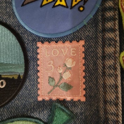 Yellow Bonne Courage Postage Stamp Embroidery Patch Iron On, Sew On ...