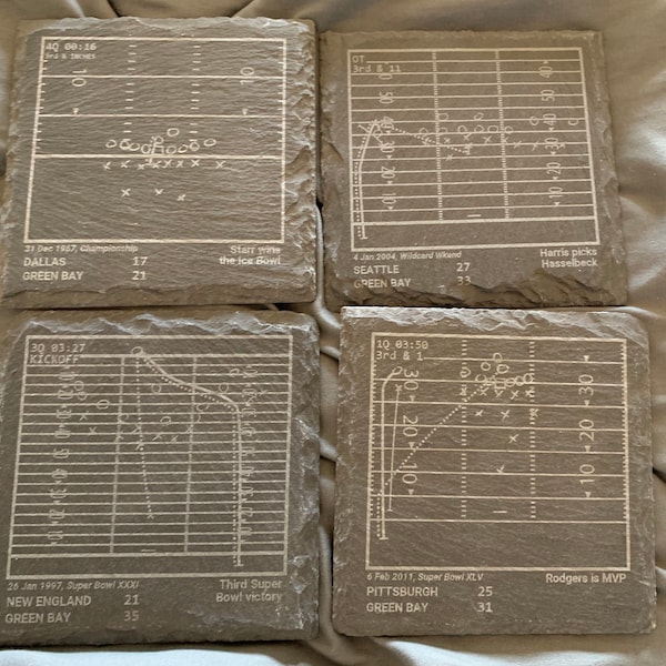 Greatest Packers Plays: Slate Coasters (set of 4) - Etsy