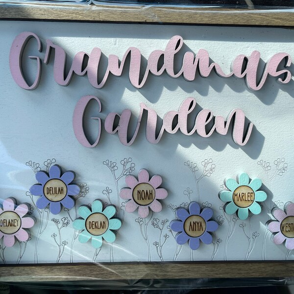 Grandmas Garden - Personalized Flower Sign for Grandma, Nana, Mimi ...