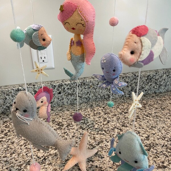 Mermaid Baby Mobile, Ocean Crib Mobile, Sea Creatures Cot Mobile ...